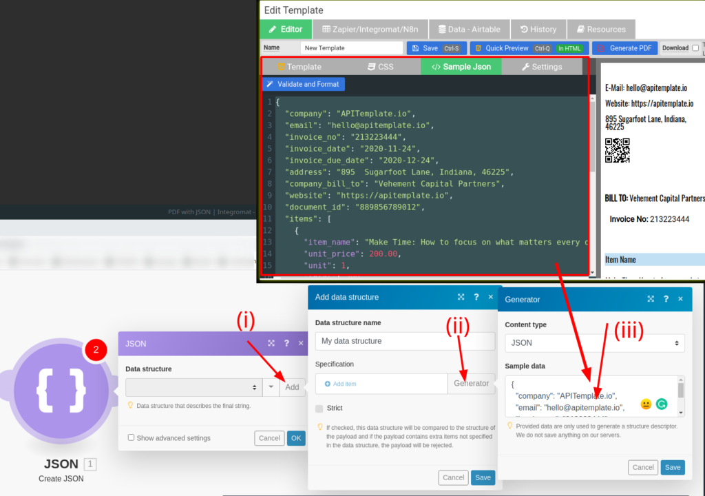 Create PDF documents with Integromat and JSON - APITemplate.io